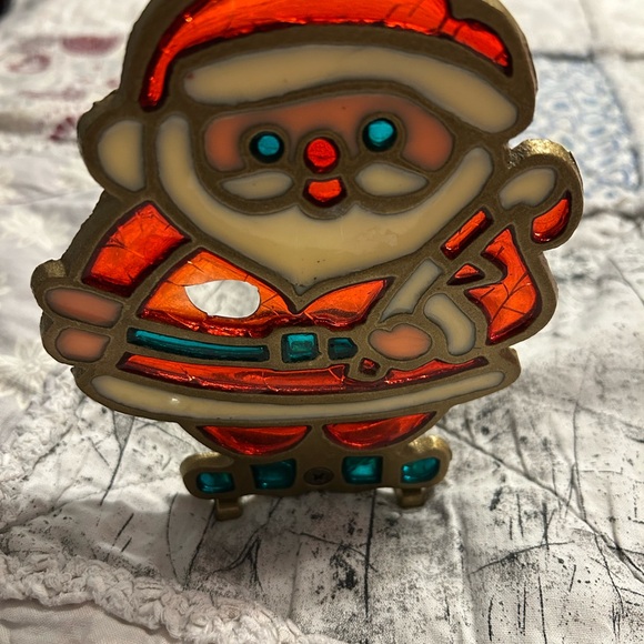 Holiday | Vintage Santa Claus Stained Glass Tea Light | Poshmark